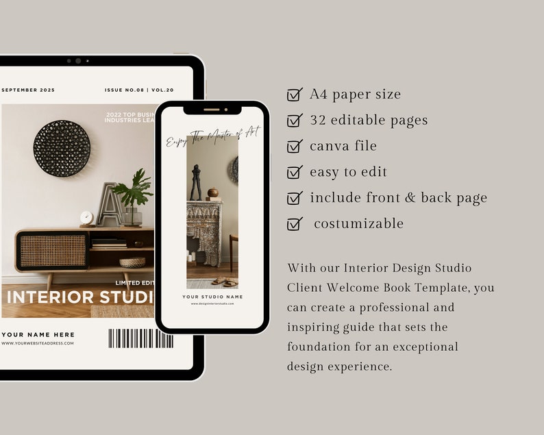 Minimal Interior Design Studio Lookbook Template Client Welcome Book ...