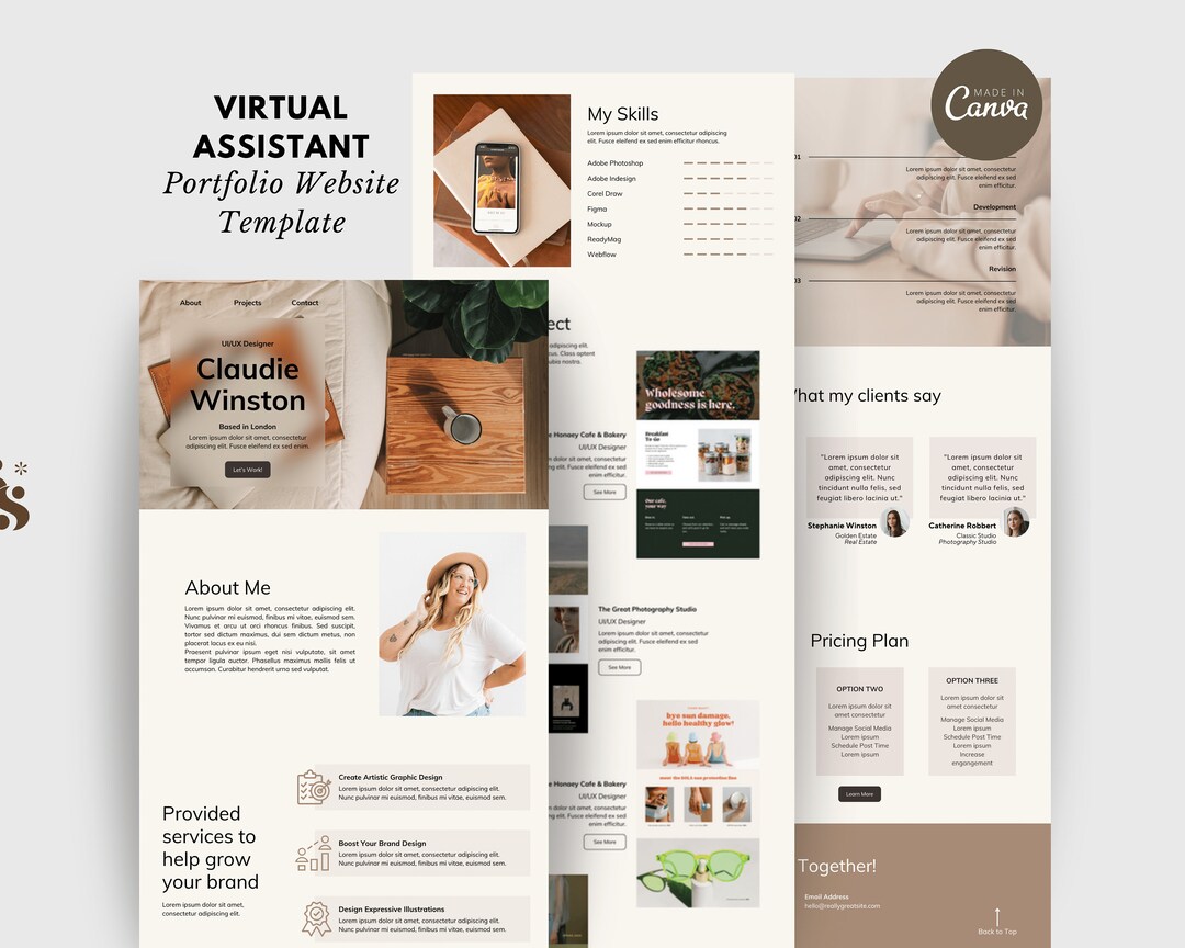 Portfolio Website Template for Virtual Assistant Minimal - Etsy
