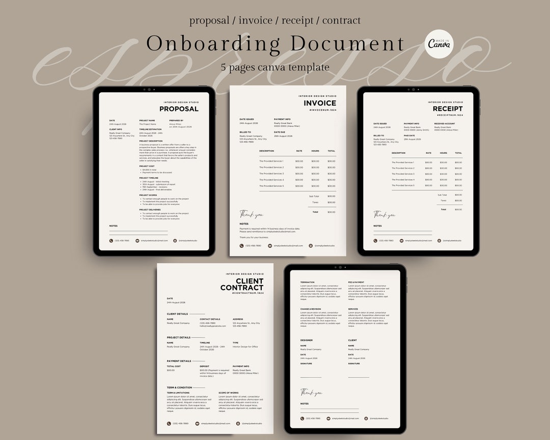 Client Onboarding Document Receipt Proposal Invoice Client Contract ...