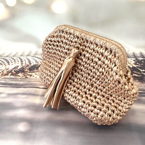Metallic Raffia Bag Gold Raffia Clutch Evening Pouch Bag - Etsy