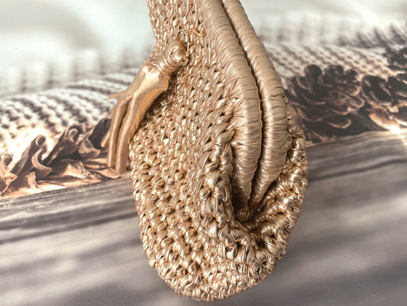 Metallic Raffia Bag Gold Raffia Clutch Evening Pouch Bag - Etsy