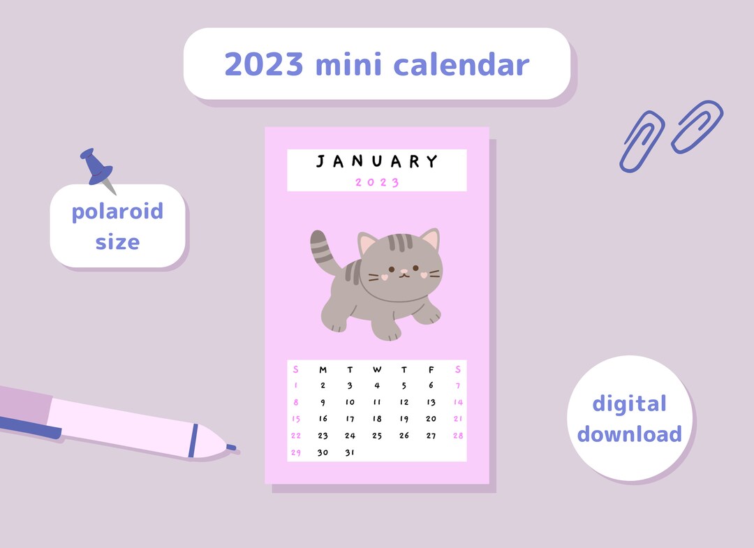 Cute Kitty Calendar 2023 Mini Calendar Polaroid Size - Etsy