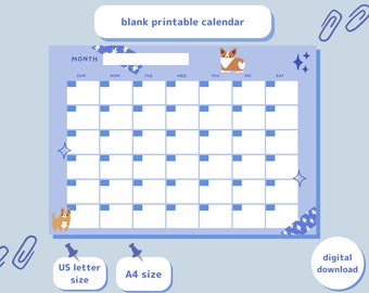 Open Monthly Calendar Cute Stationery Instant Download - Etsy