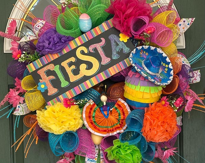 Fiesta Wreath. Cinco De Mayo. Party Wreath. - Etsy
