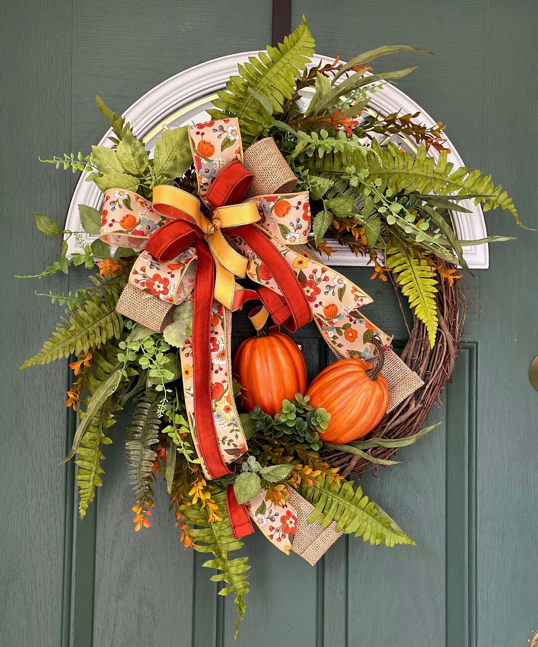 14 Inch Fall Wreath on a Grapevine Base. - Etsy