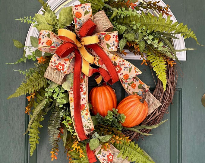 14 Inch Fall Wreath on a Grapevine Base. - Etsy
