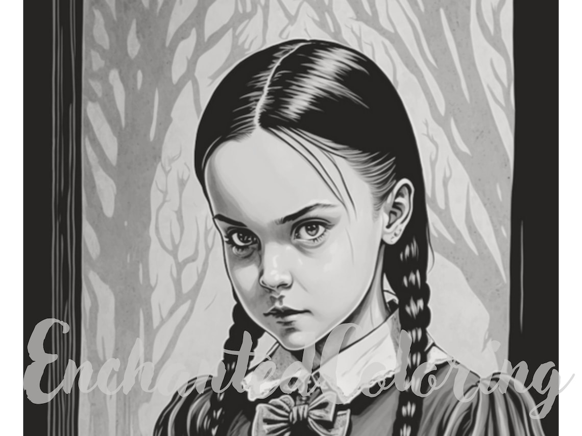 Wednesday Addams Jenna Ortega Coloring Page Printable Adult Etsy