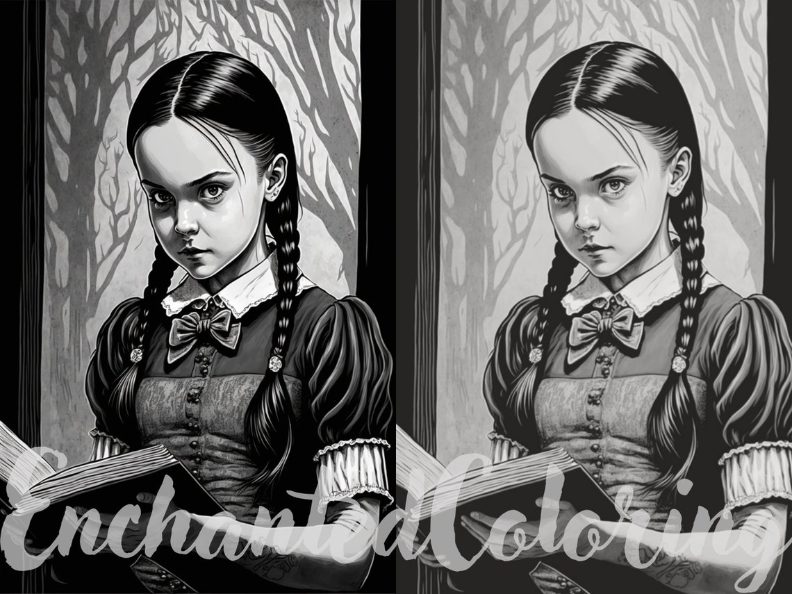 Wednesday Addams Jenna Ortega Coloring Page Printable Adult - Etsy