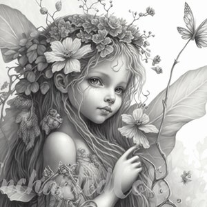 Delicate Fairy Girl Coloring Page Printable Adult Coloring - Etsy