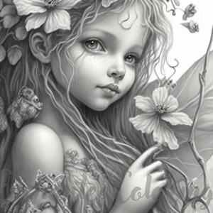 Delicate Fairy Girl Coloring Page Printable Adult Coloring - Etsy