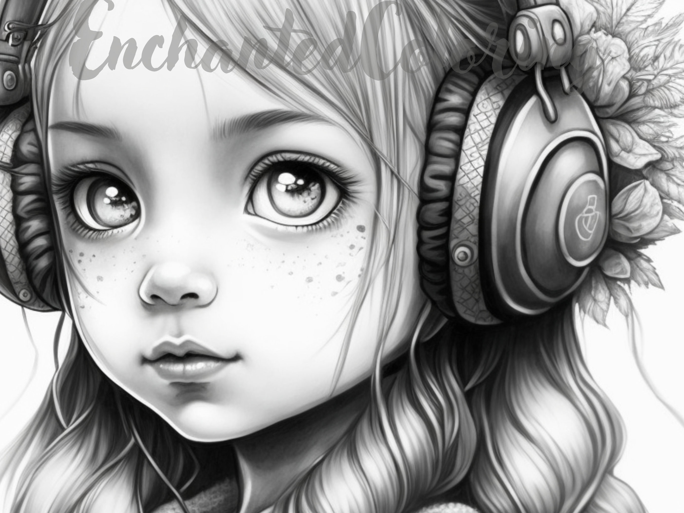 Music Anime Girl Coloring Page Printable Adult Coloring Etsy Israel