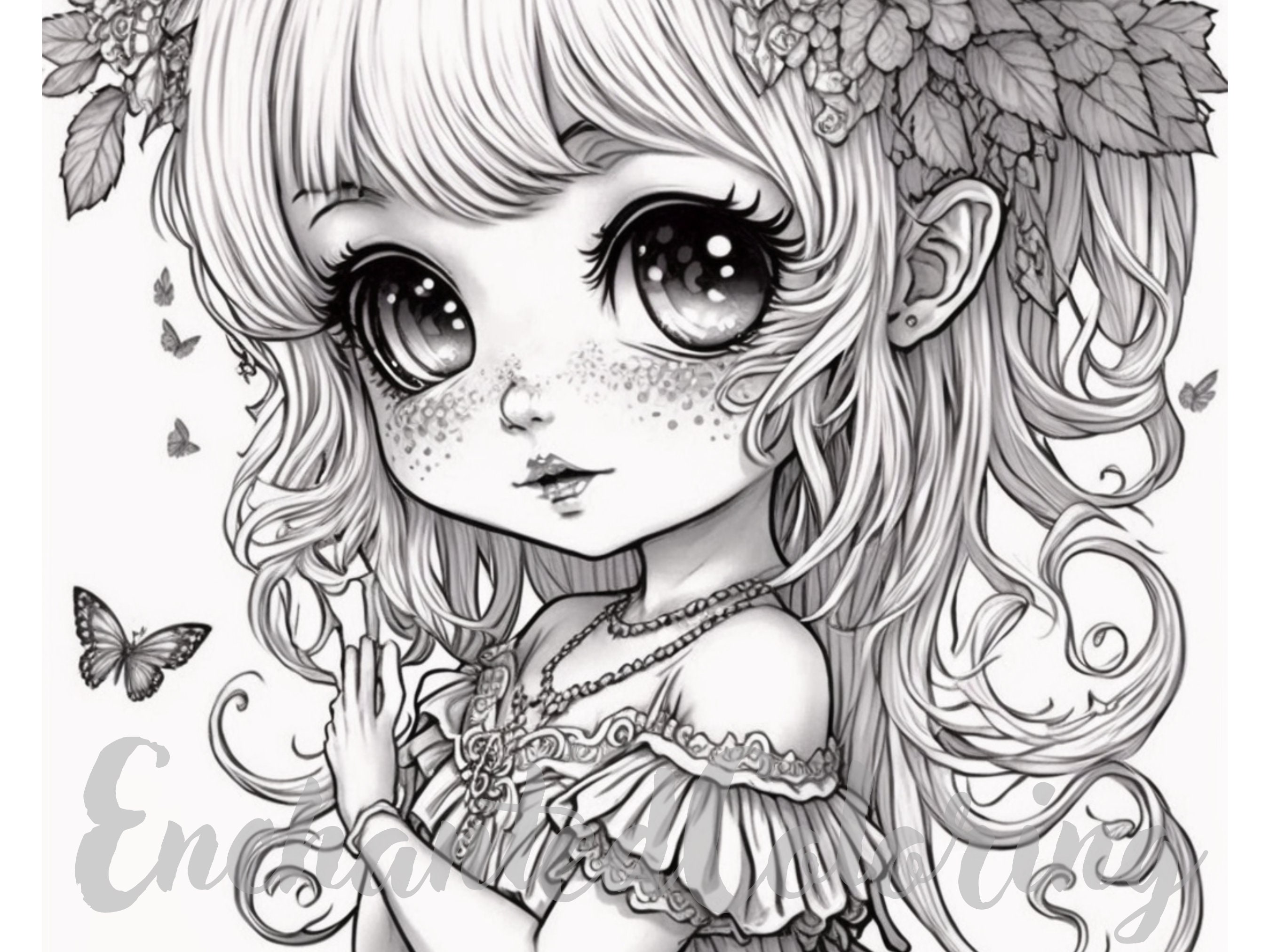 Kawaii Chibi Fairy Coloring Page Printable Adult Coloring Etsy Australia