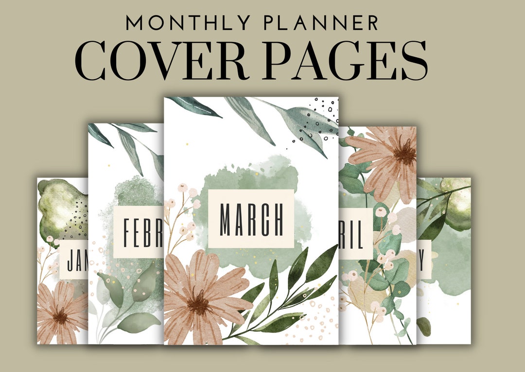 Printable Monthly Planner Covers. Watercolor Monthly Cover Pages ...