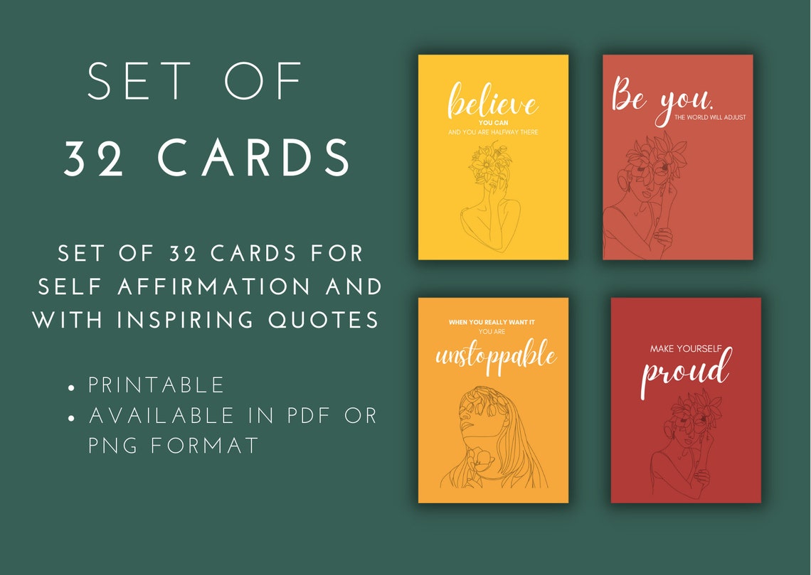 32 Printable Affirmation Cards & Inspiring Quotes Positive Self ...