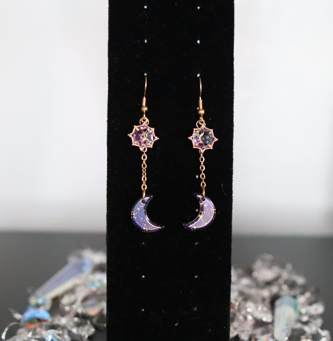 Moon Celestial Dangle Earrings - Etsy