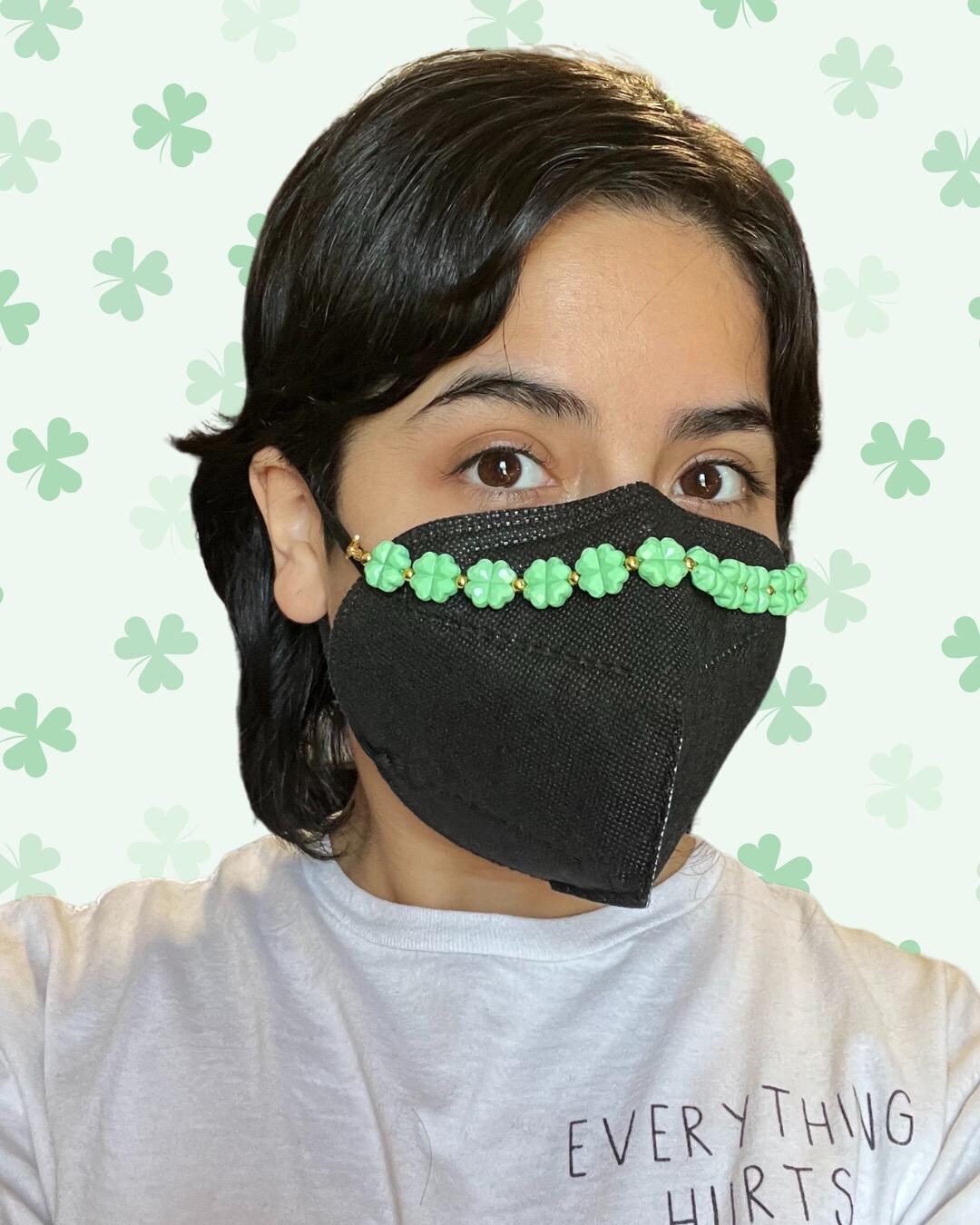 Green Four Leaf Clover and Gold Bead Mask Chain - Etsy