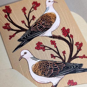 Two Turtle Doves - Illustrated Wildlife Christmas Card - Eco-friendly ...