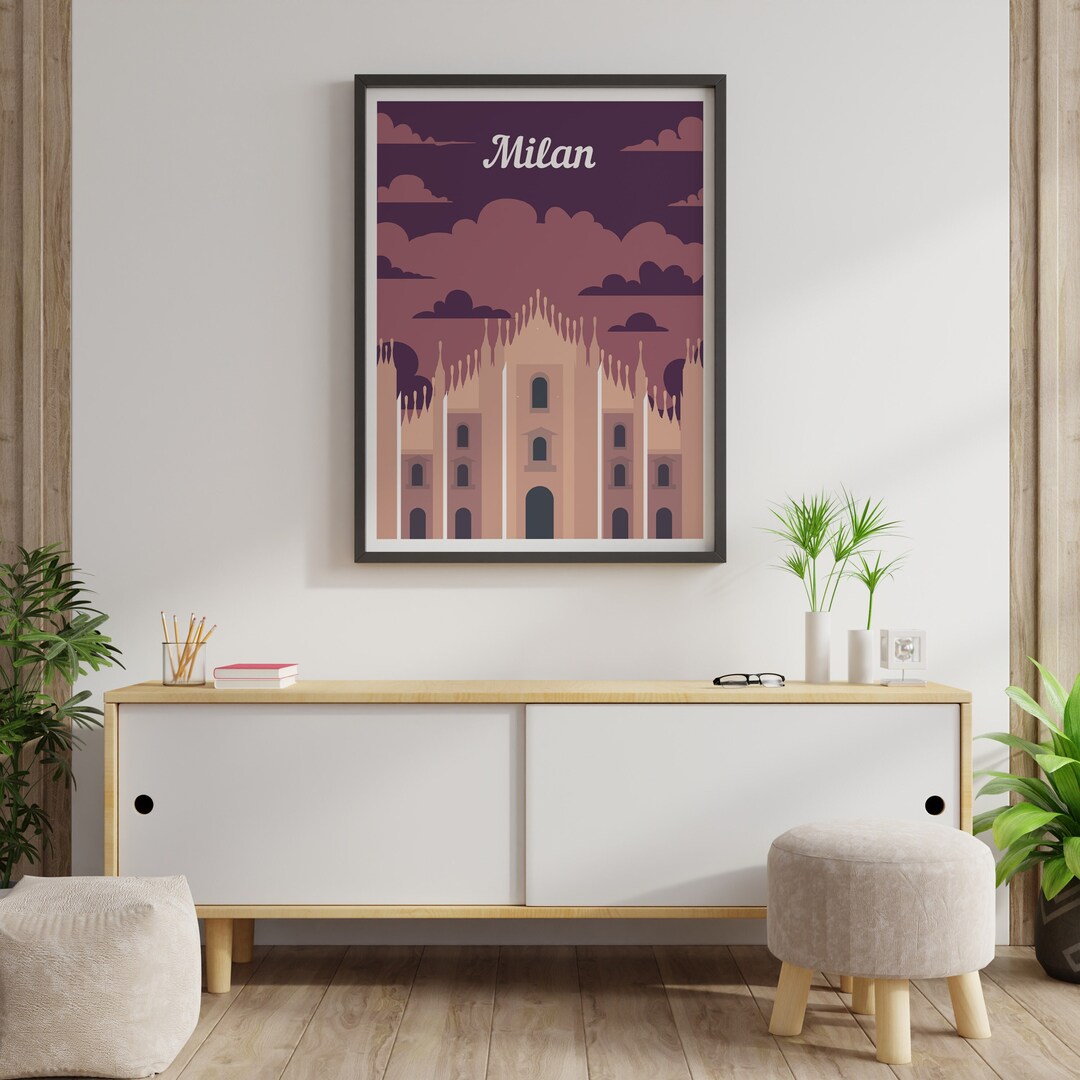 Milan Printable Vintage Poster Italy Travel Wall Art Digital Download ...