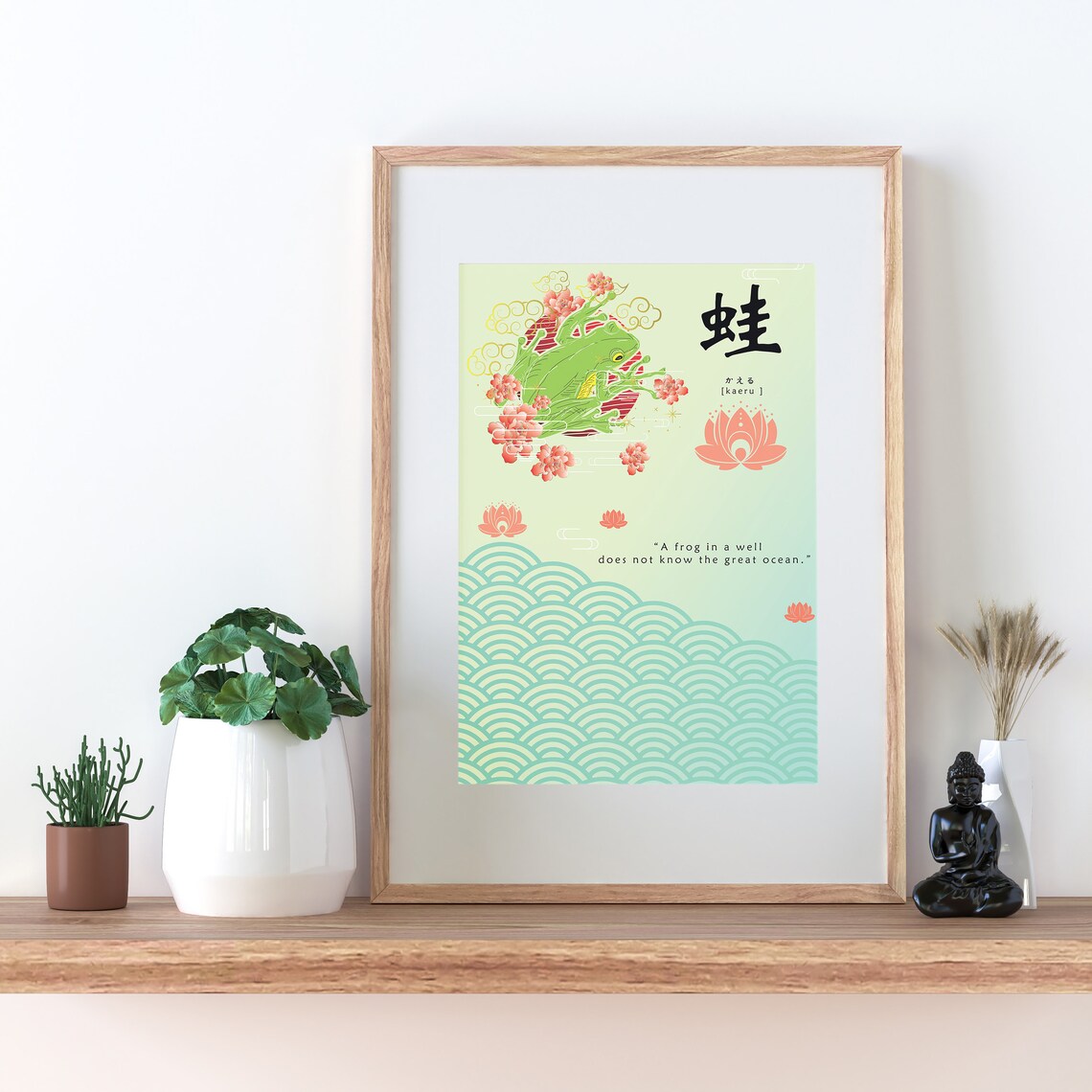 Frog Japan Kanji Printable / Kanji Frog / Japanese Canvas Wall Art ...