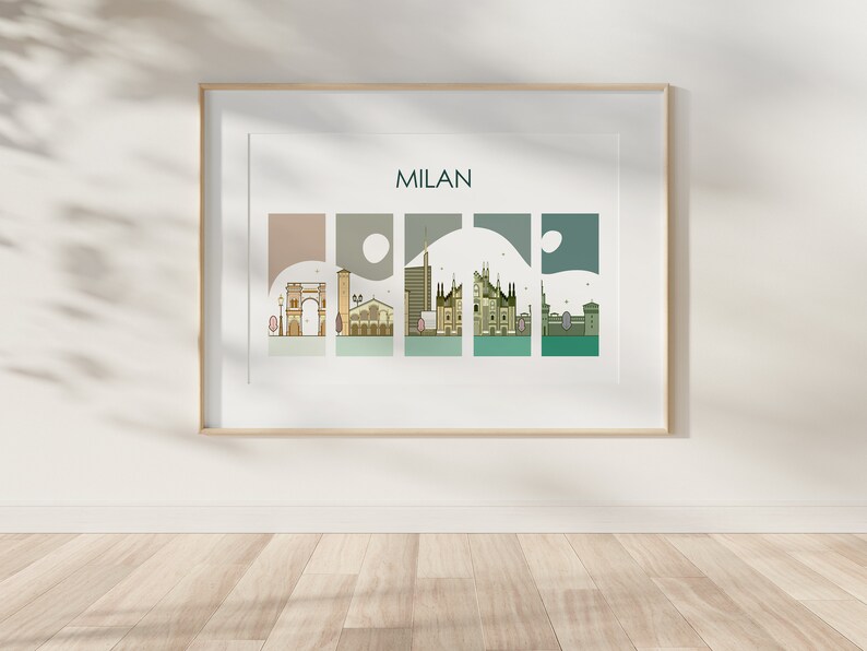 Travel Wall Art Printable Cityscape Wall Art Minimal Art Milan Poster ...