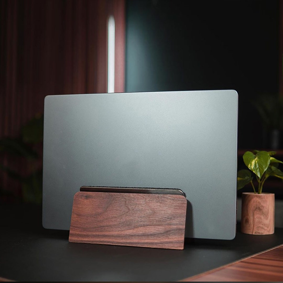 Vertical Laptop Dock desktop Storage Bracket Wood Tablet - Etsy