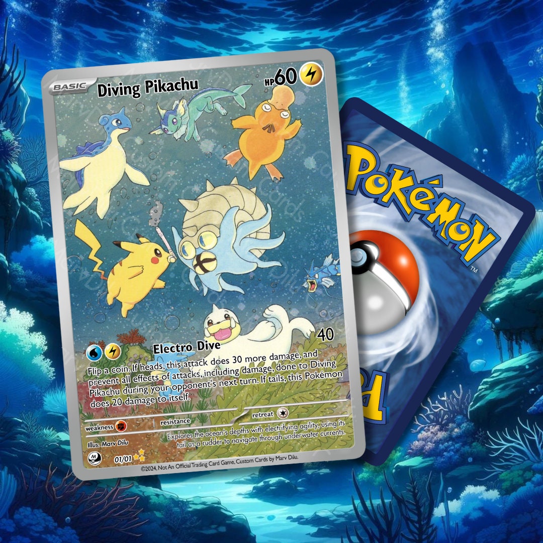 Custom Pokemoncard Diving Pikachu & Friends - Etsy
