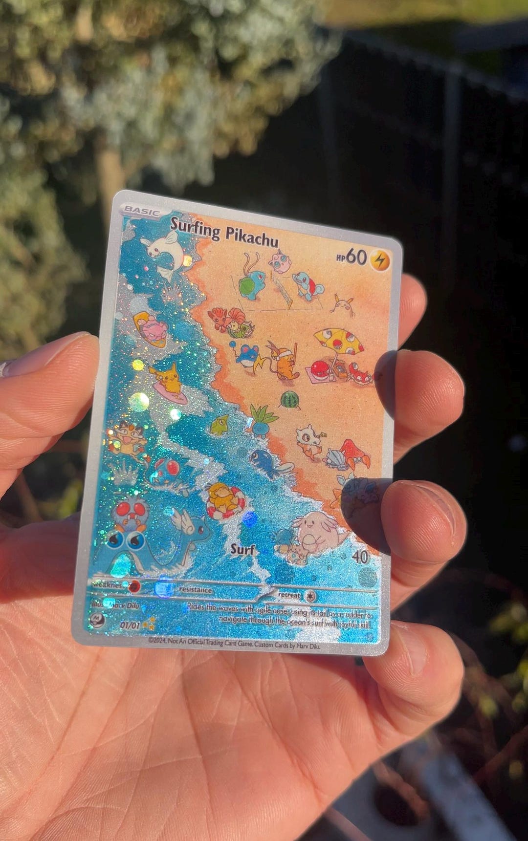 Custom Pocket Creature TCG Card - Surfing PKCH. - Etsy