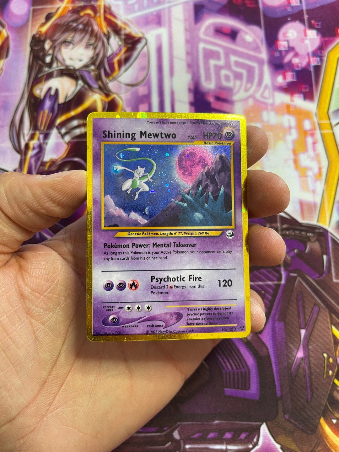 Custom Pokemoncard Shining Mewtwo Gold Borders - Etsy