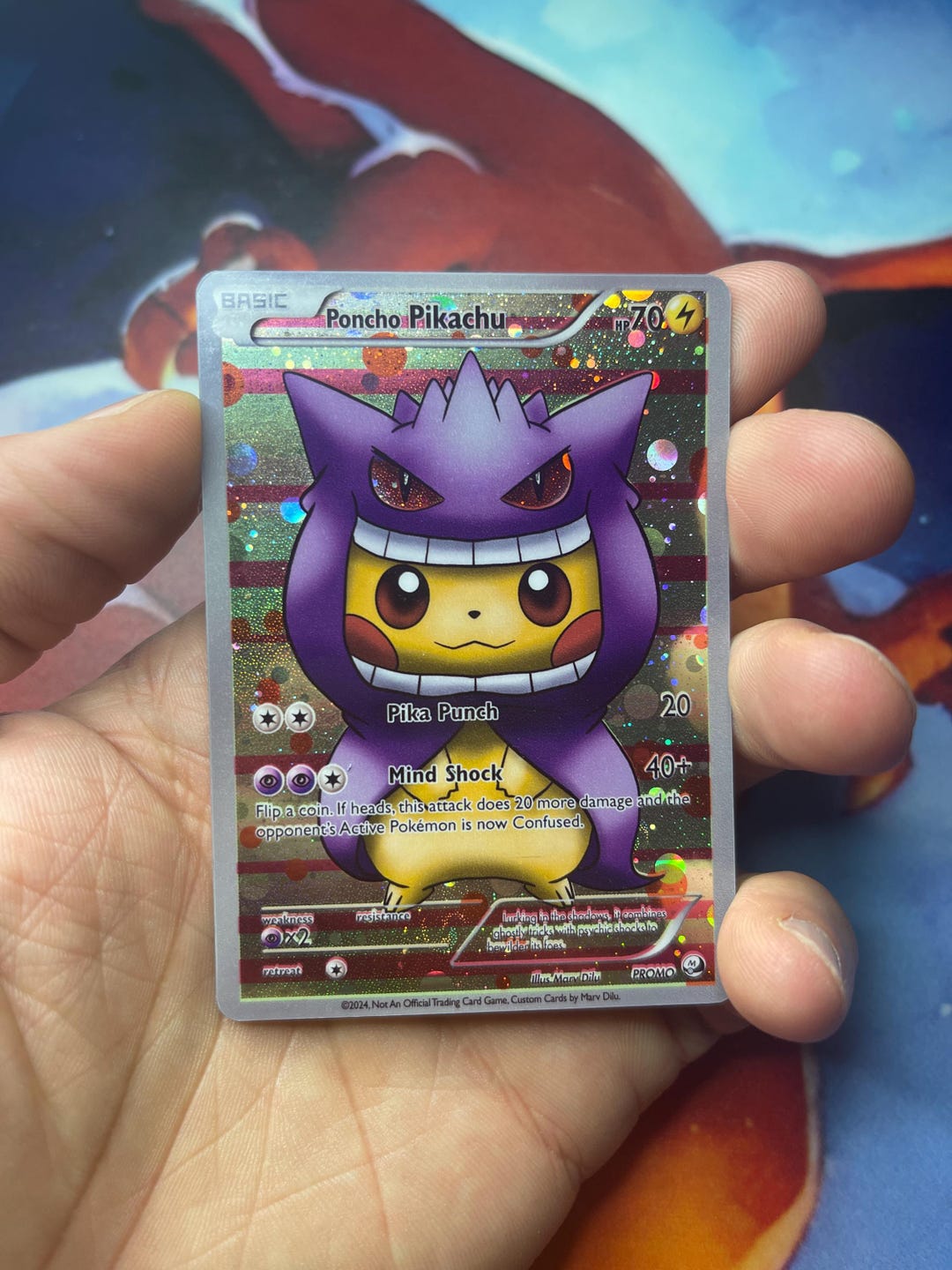 Custom Pocket Creature TCG Card - Poncho PKCHU GNGR. - Etsy