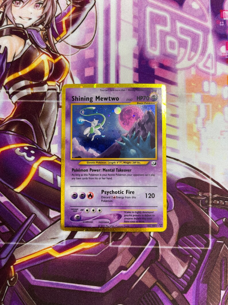 Custom Pokemoncard Shining Mewtwo Gold Borders - Etsy