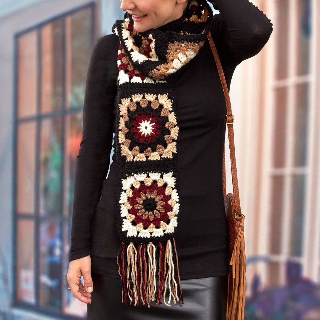 Crocheted Granny Scarf- Scarf - Crochet Pattern- Granny Square Scarf - Etsy