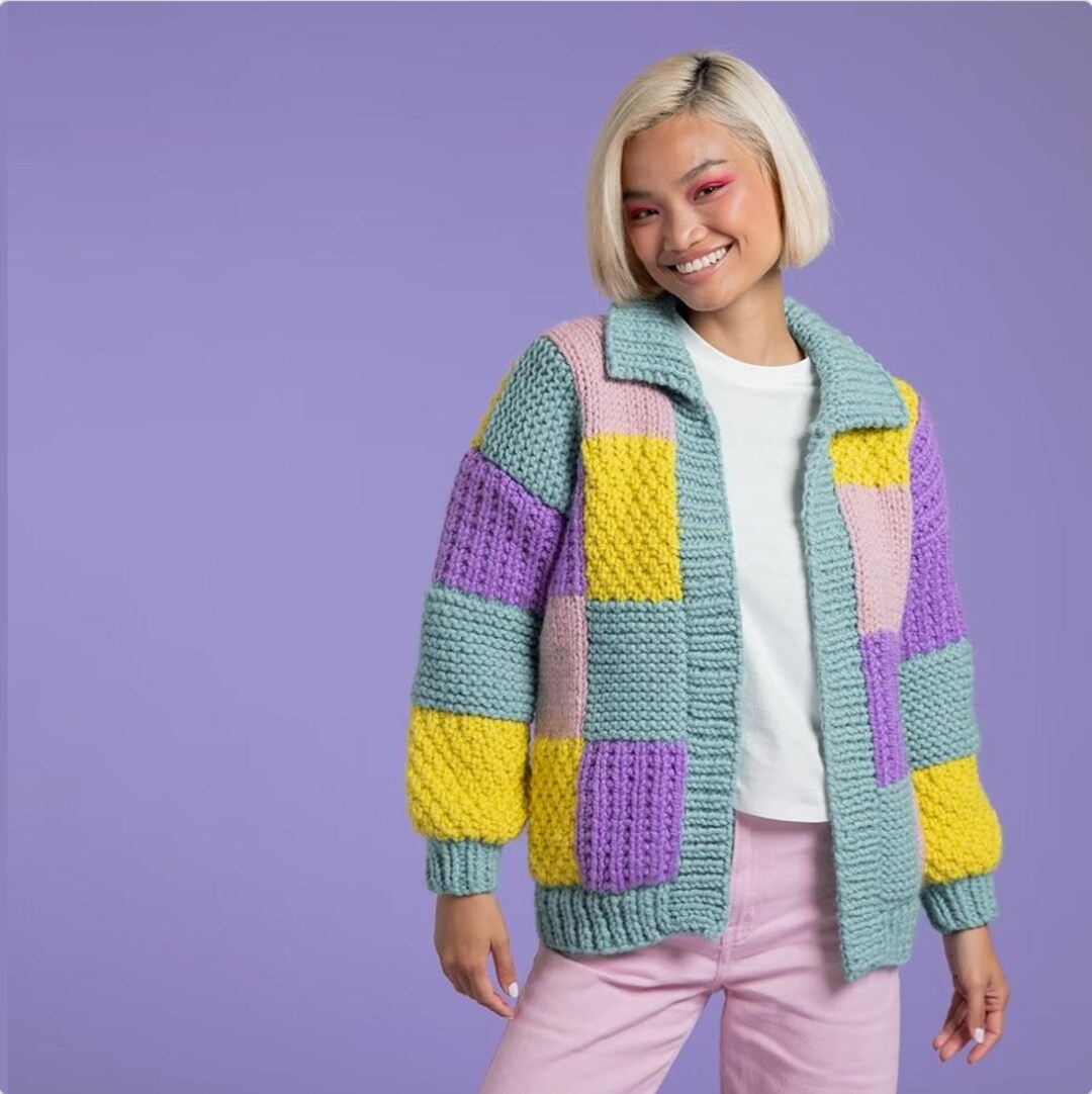Cardigan - Knitting Pattern for Women in Wool Blend Super Chunky - Etsy