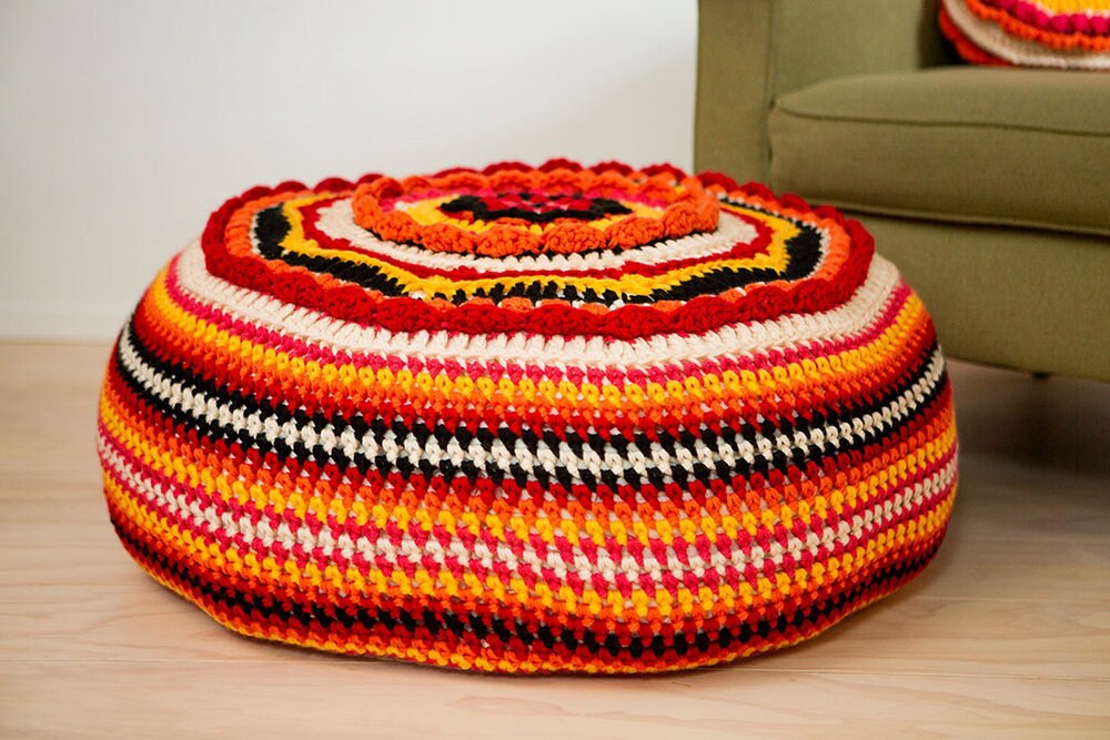 Pouffe & Cushion Crochet Pattern Set-pouffe-pillow-set Pattern-crochet ...