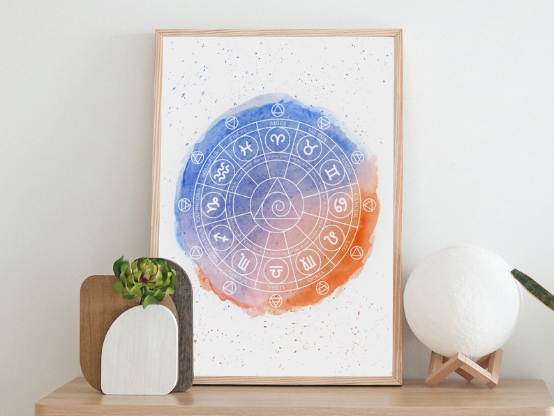 Zodiac Wheel | Printable | Digital Download | Astrological Signs ...