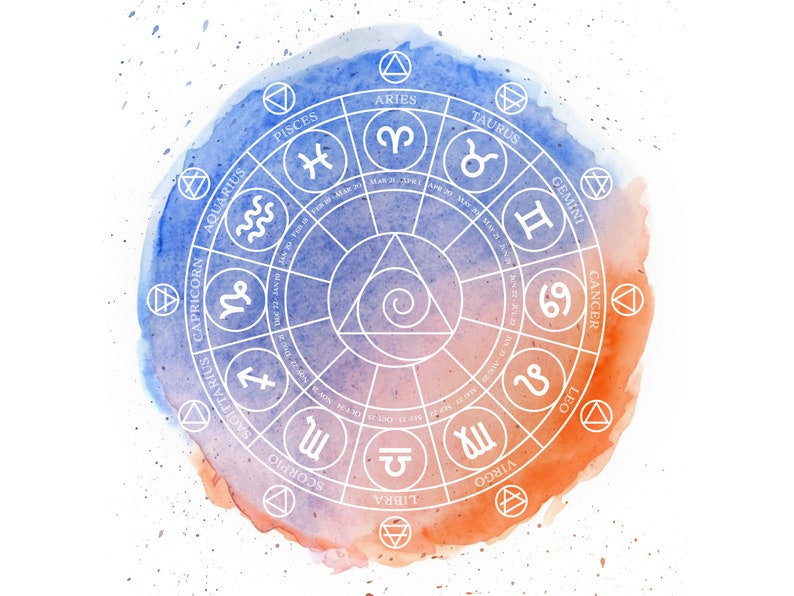 Zodiac Wheel | Printable | Digital Download | Astrological Signs ...