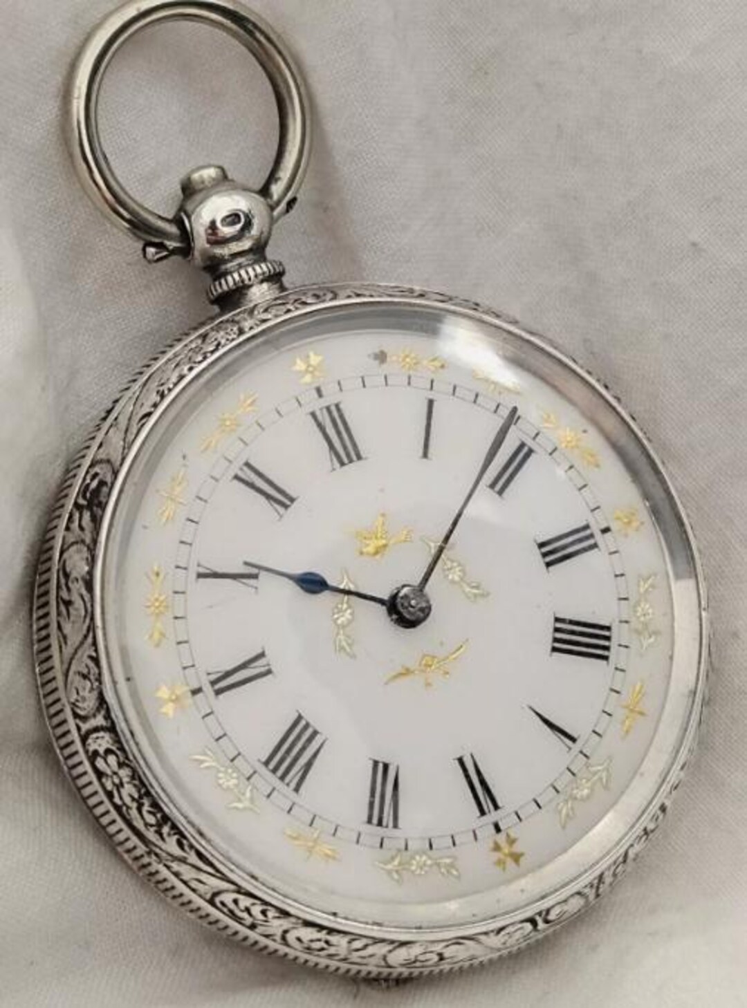 Antique 1880s Swiss-made "the Plan Watch" 0800 Silver Pocket Watch With ...