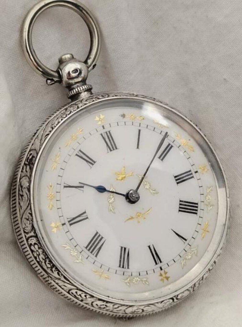 Antique 1880s Swiss-made "the Plan Watch" 0800 Silver Pocket Watch With ...