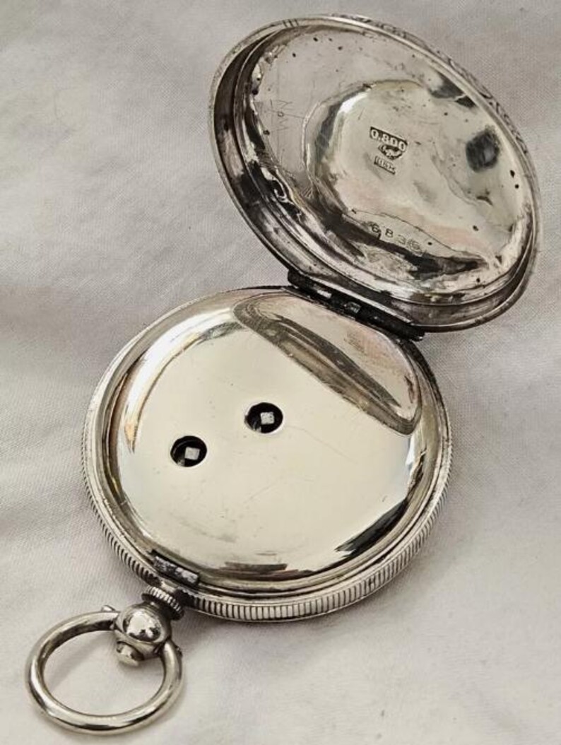 Antique 1880s Swiss-made "the Plan Watch" 0800 Silver Pocket Watch With ...