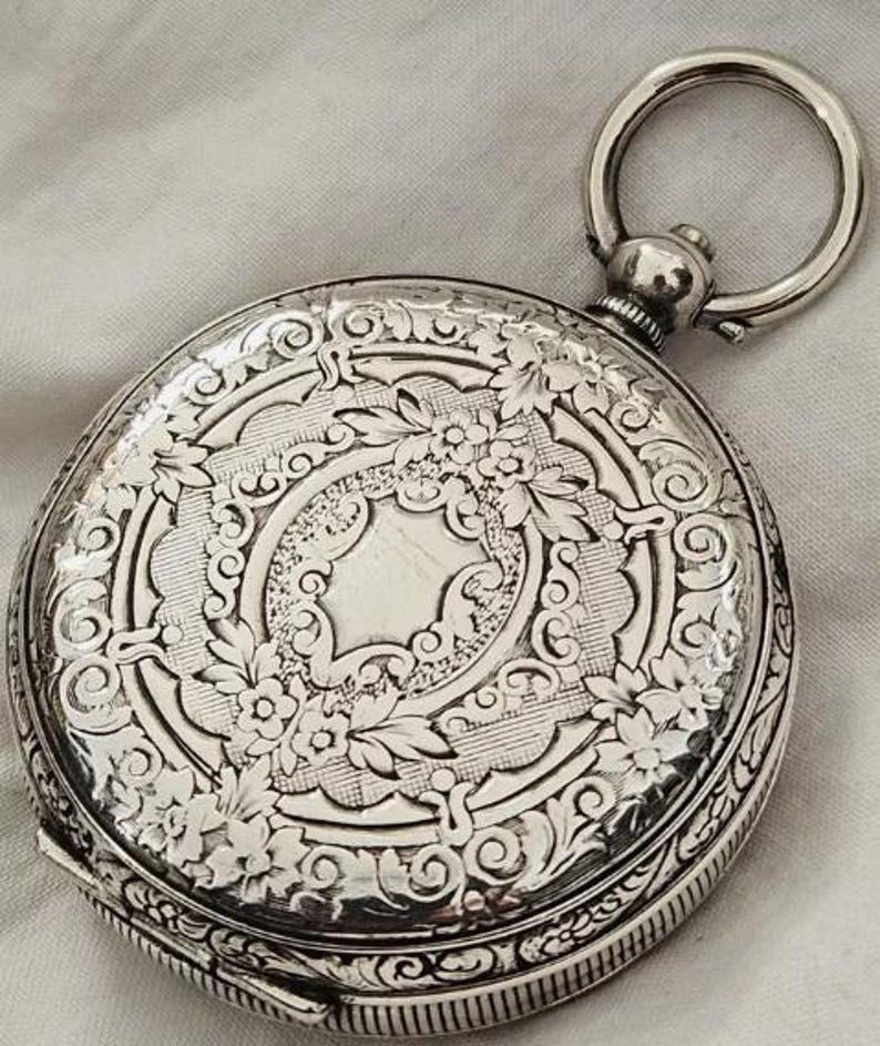 Antique 1880s Swiss-made "the Plan Watch" 0800 Silver Pocket Watch With ...
