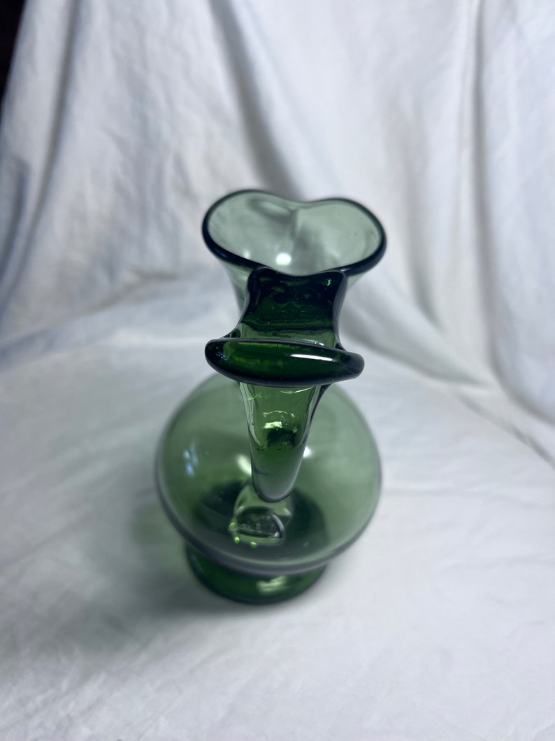 MCM Olive Green Handblown Glass Pitcher. - Etsy