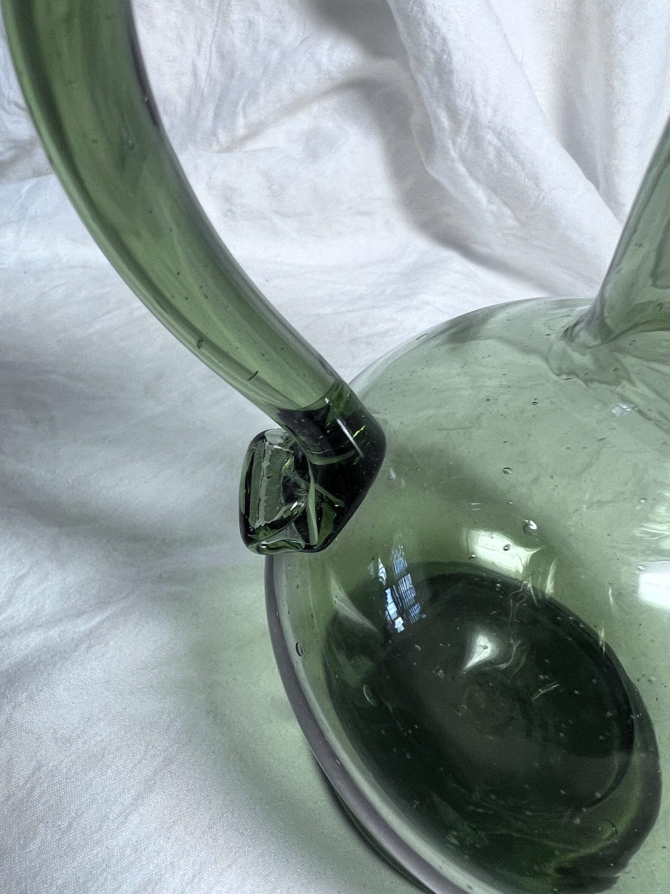 MCM Olive Green Handblown Glass Pitcher. - Etsy