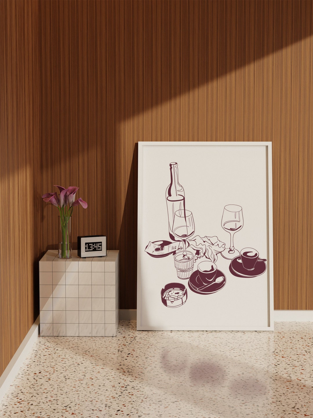 Table Scene Art Print, Kitchen Art Decor, Foodie Art, Wine Lovers Gift ...