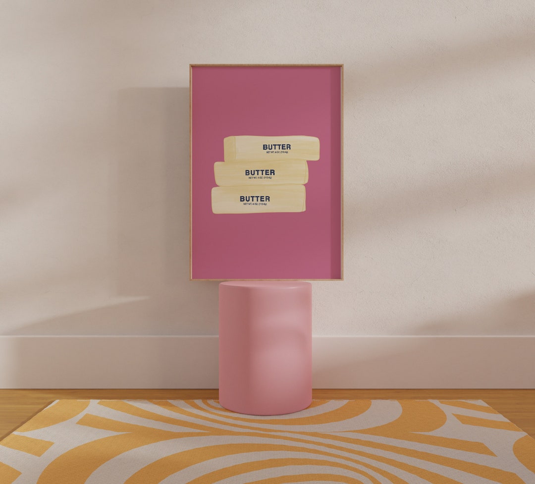 Butter Printable Illustration, DIY Kitchen, Funky Art Print, Food ...