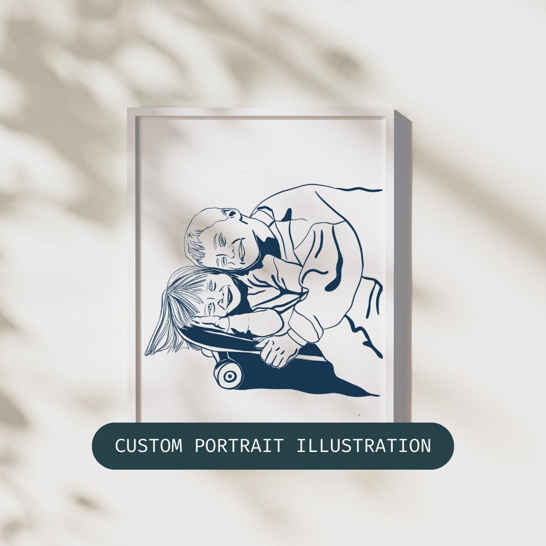 Custom Portrait Digital Illustration, Personalized Artwork, Sentimental ...