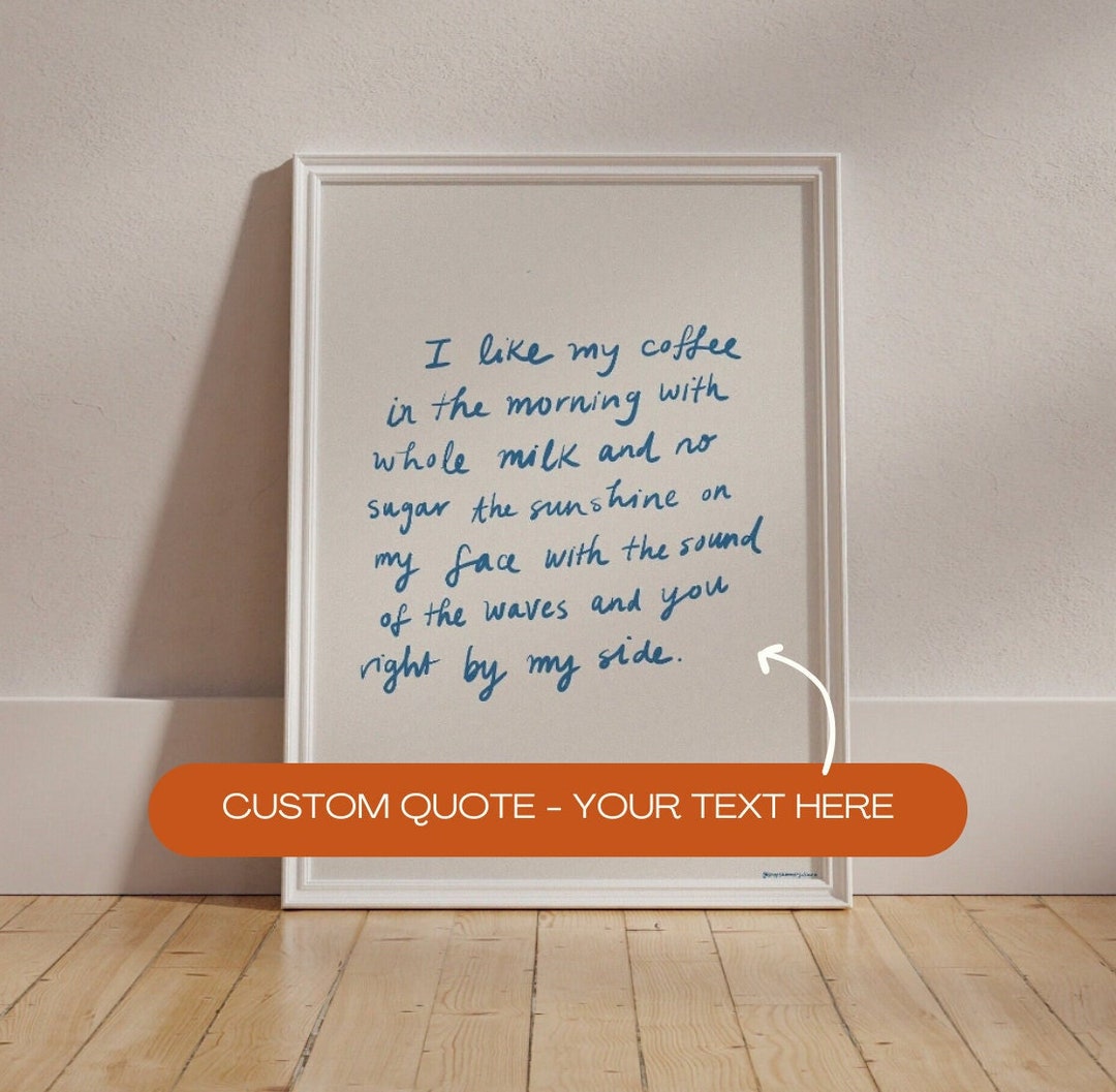 Custom Handwritten Quote Poster, Romantic Quote Print, Poetic Wedding ...