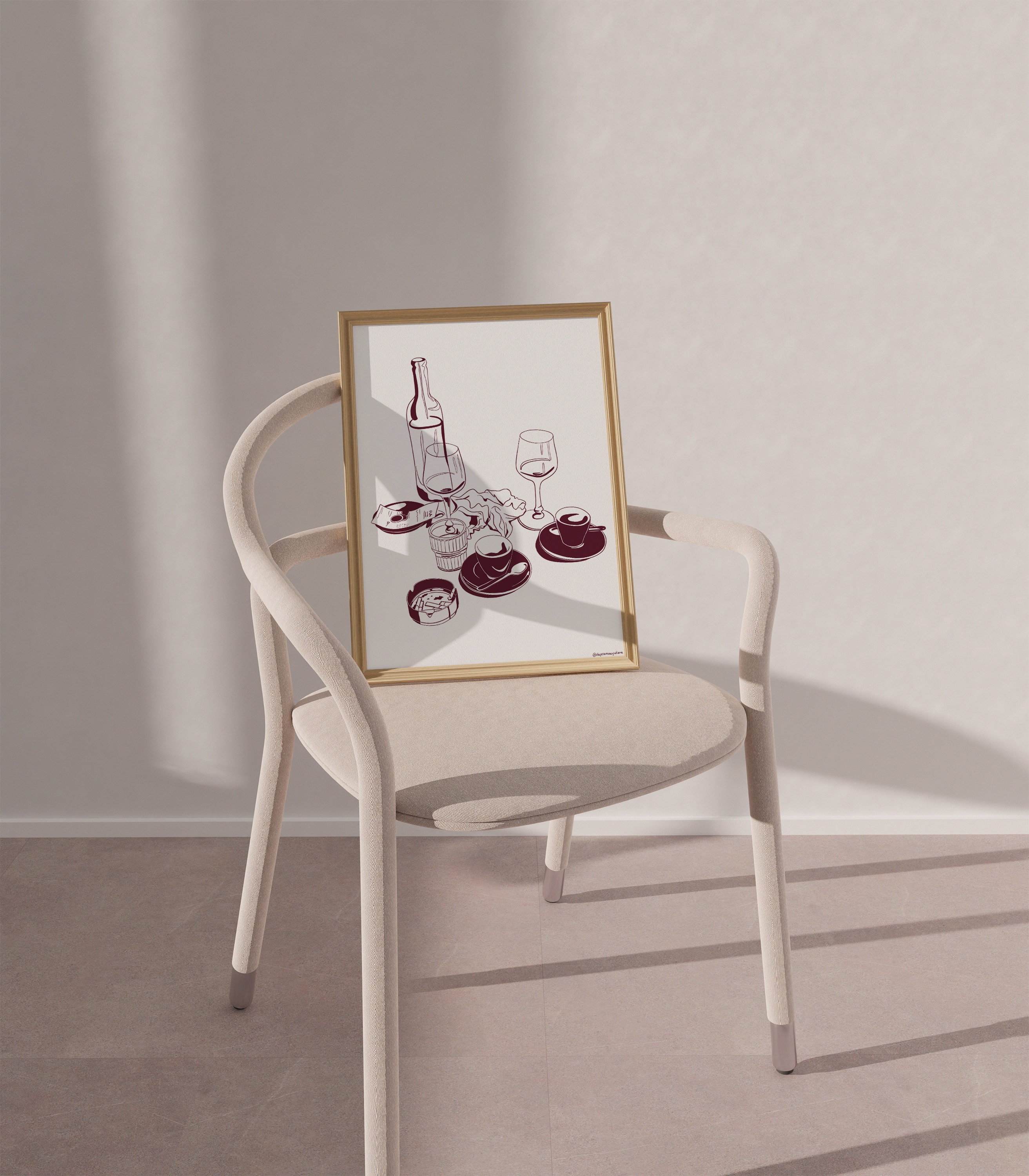 Table Scene Art Print, Kitchen Art Decor, Foodie Art, Wine Lovers Gift ...