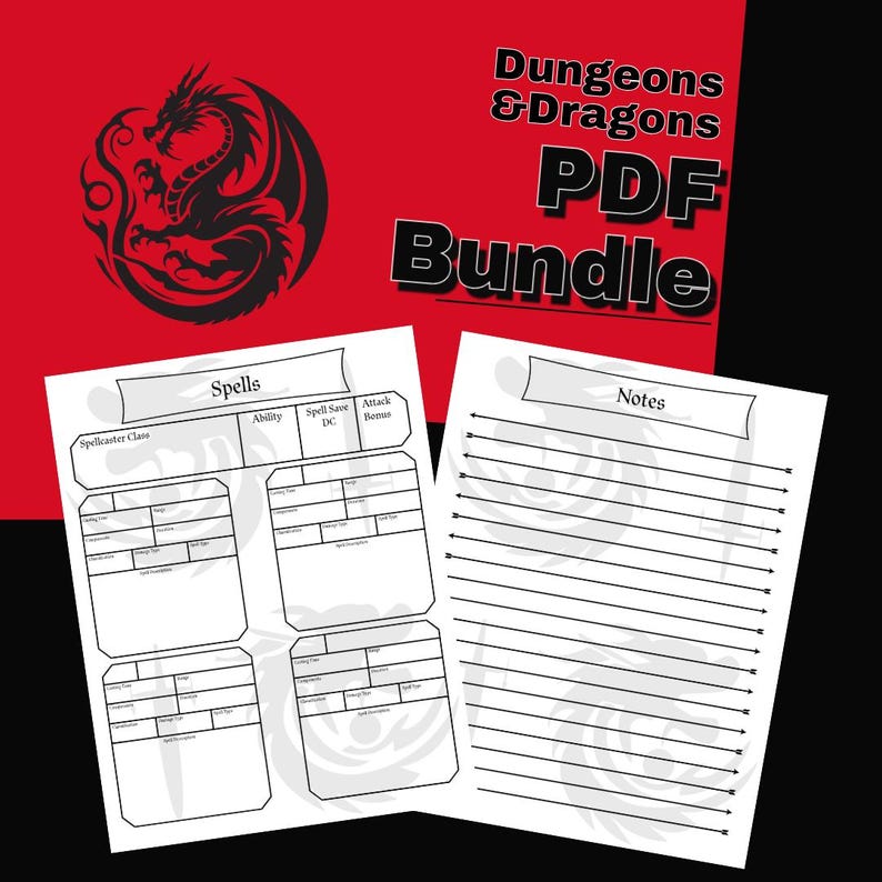 Dnd 5e Character Sheets, Complete Bundle PDF Sheets - Etsy