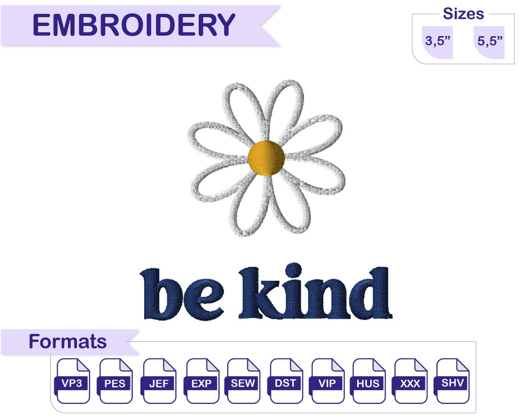 Be Kind Embroidery Design Positive Quote Embroidery Design - Etsy