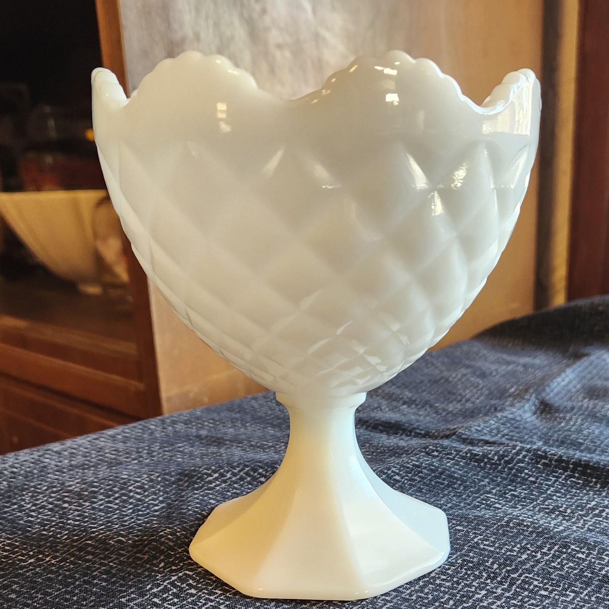 Napco Cleveland Milk Glass Pedestal Dish - Etsy