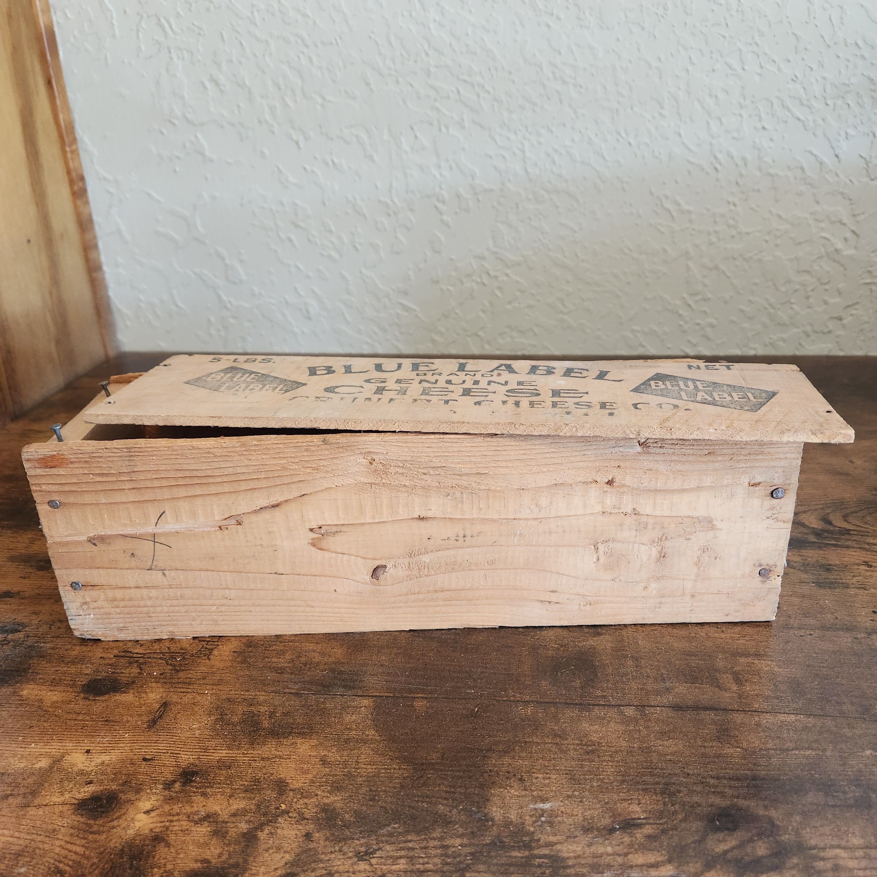 Blue Label Wooden Cheese Box - Etsy